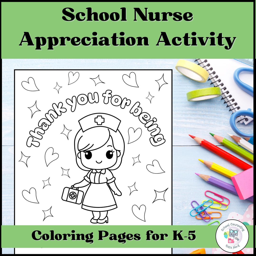 School Nurse Appreciation Coloring Pages – PDF Printable Thank You ...