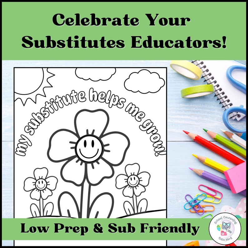 Substitute Appreciation Coloring Pages – PDF Printable Thank You ...