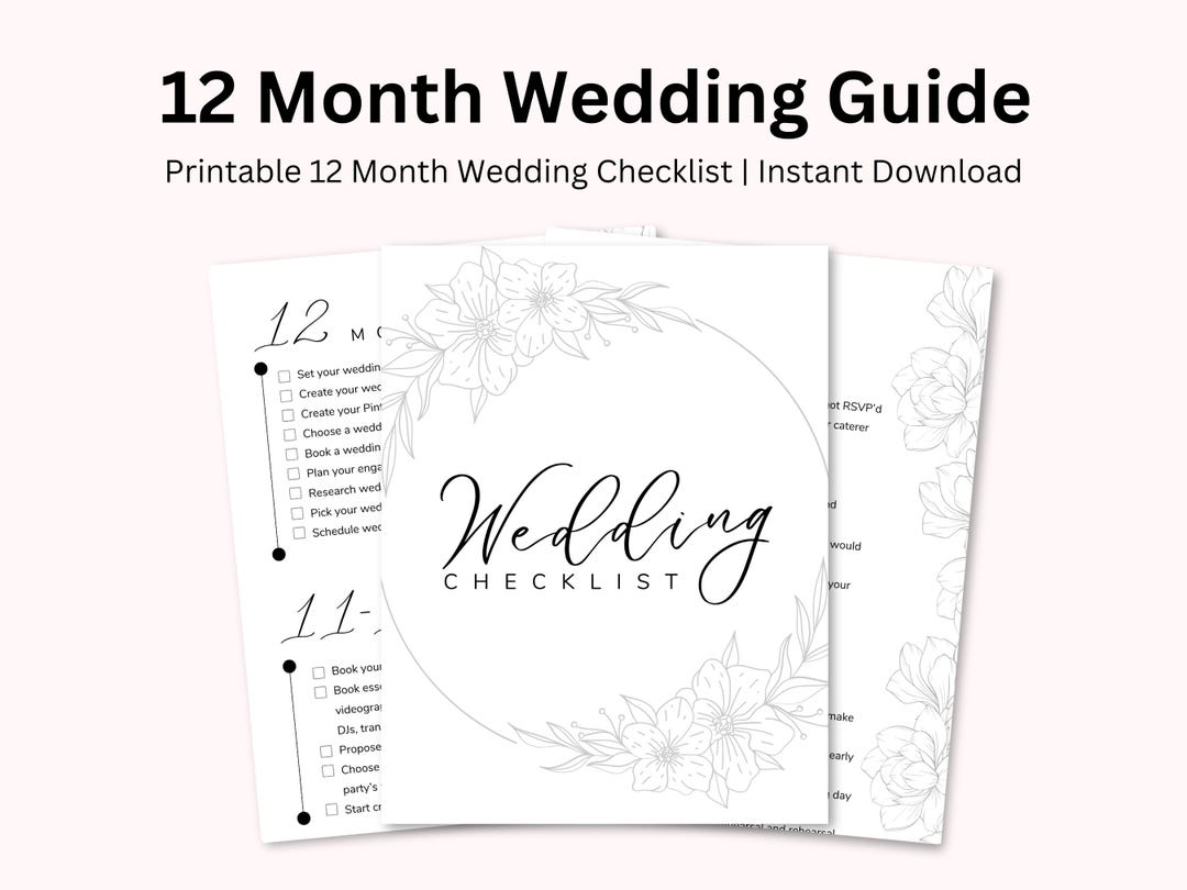 Printable 12 Month Wedding Planning Checklist, Monthly Wedding Planning ...