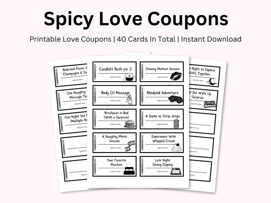 40 Printable Spicy Love Coupons Book, the Best Spicy Coupons for Couples, Dirty Couples Coupon ...