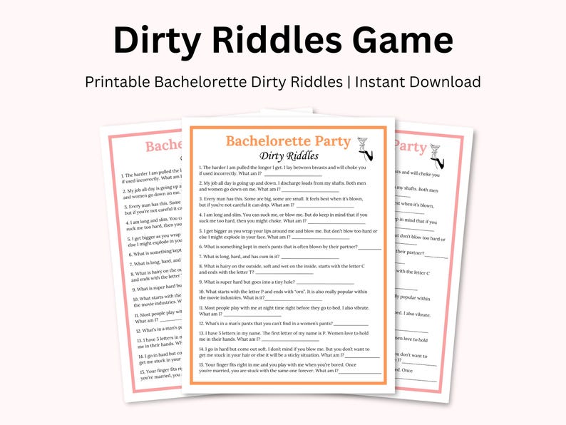 Printable Bachelorette Dirty Riddles Game, Naughty Bachelorette Party ...