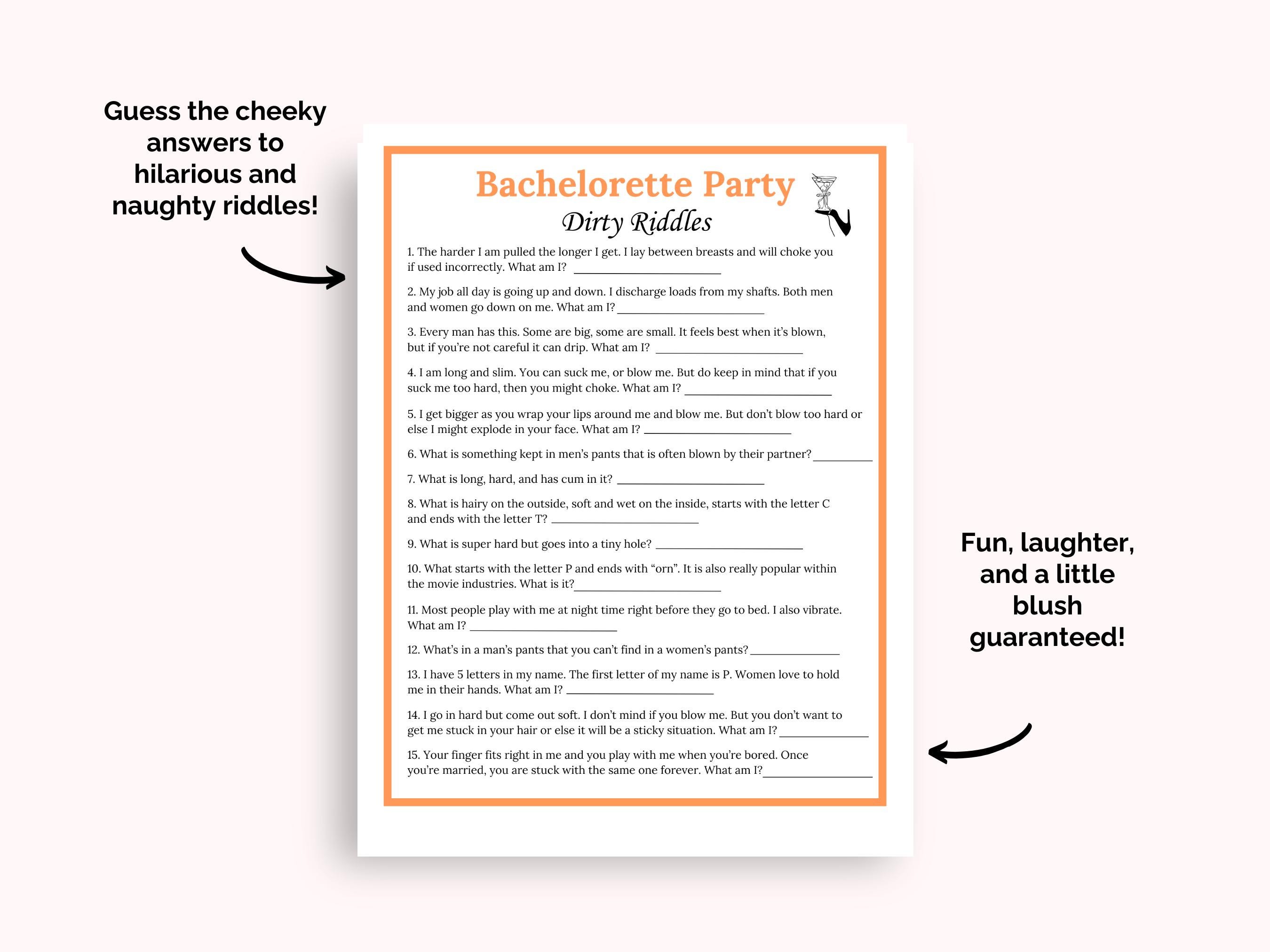 Printable Bachelorette Dirty Riddles Game, Naughty Bachelorette Party ...