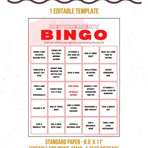Retirement Bingo Game | Printable Bingo Card for Retirement Party ...