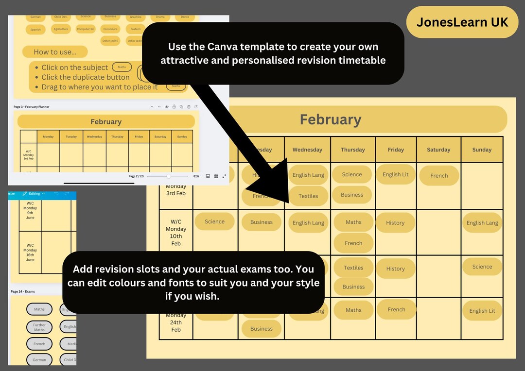 Revision Planner Canva Template GCSE 2025 Exams Timetable for Study ...