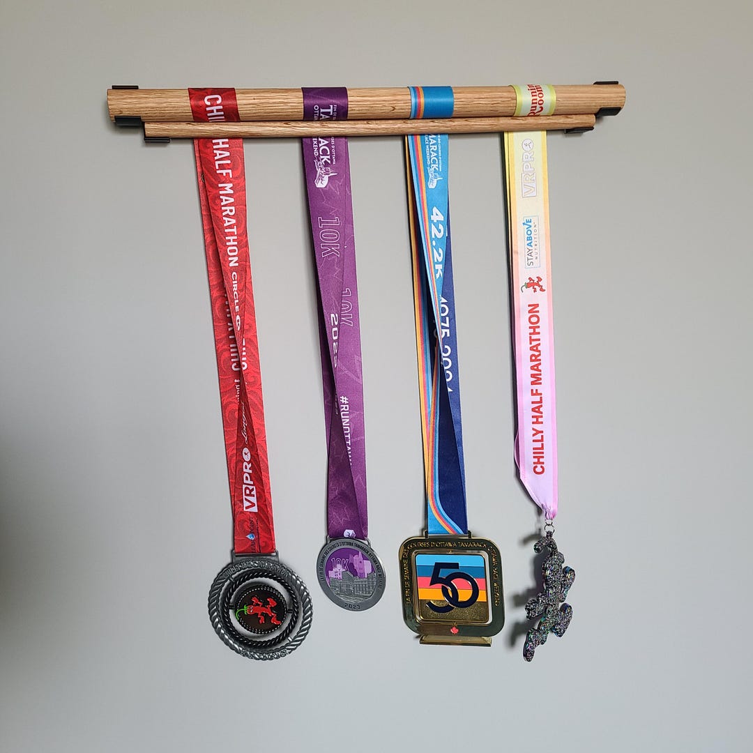 Race Medal Wall Display – Minimalist Medal Hanger With Modular Hardwood ...