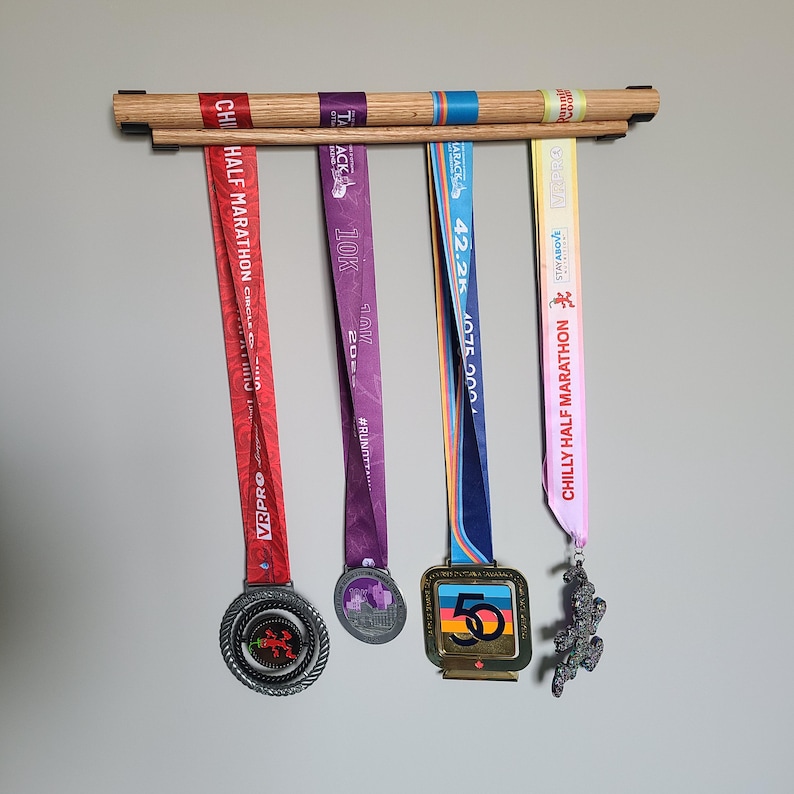 Race Medal Wall Display – Minimalist Medal Hanger With Modular Hardwood ...