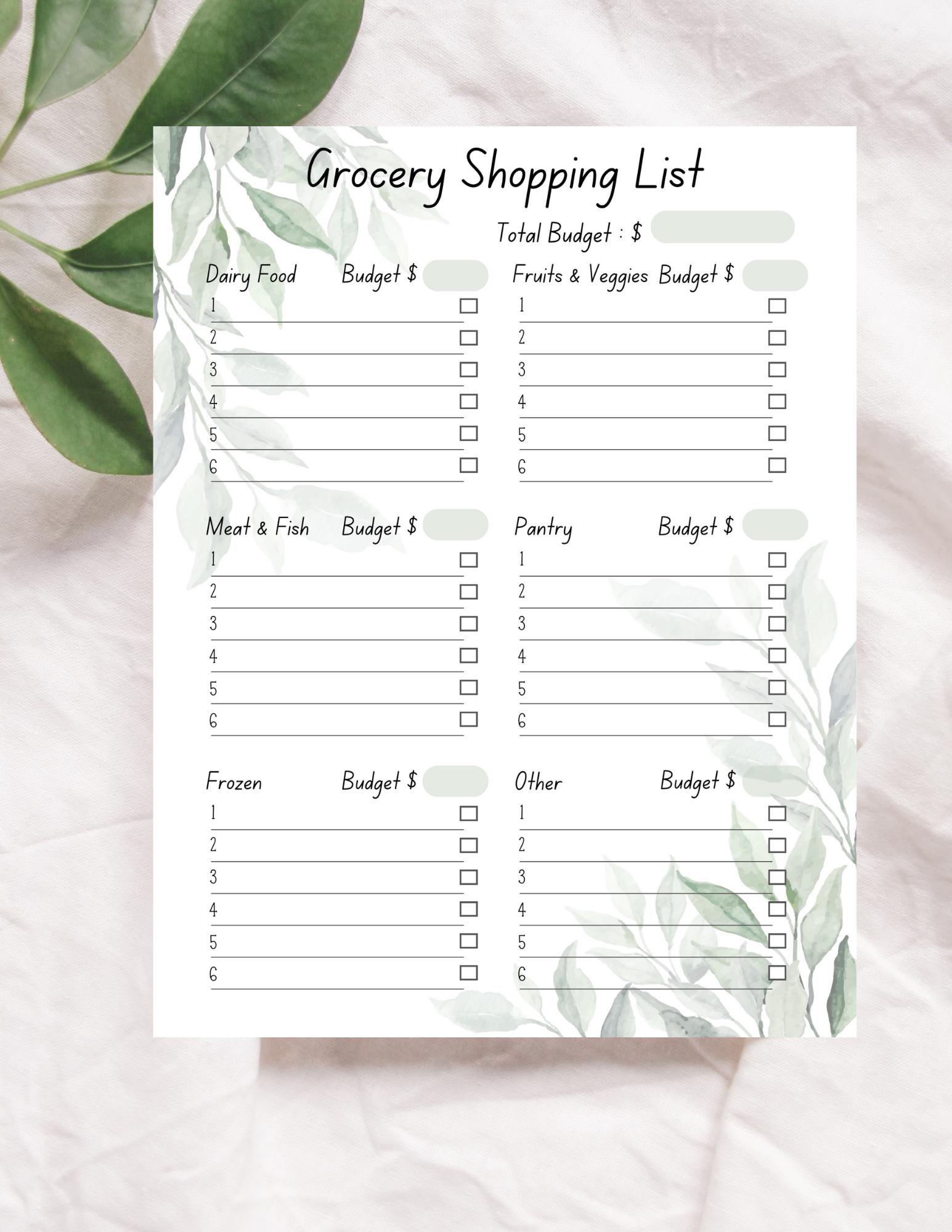 Printable Grocery Check List, Digital Grocery Shopping Template, Bundle ...