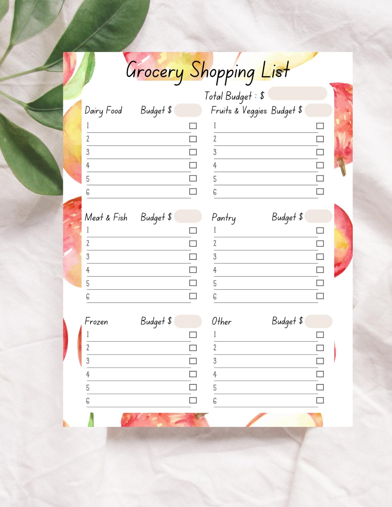 Printable Grocery Check List, Digital Grocery Shopping Template, Bundle ...