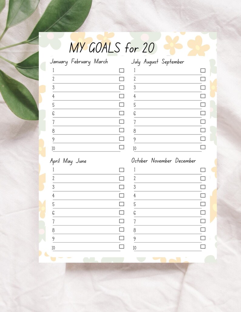 Printable Yearly Planner, Check List, TO DO List, Floral Digital ...