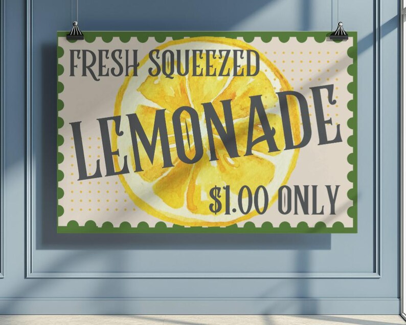 Digital Instant Download Printable Sign for Lemonade Stand Sign for ...