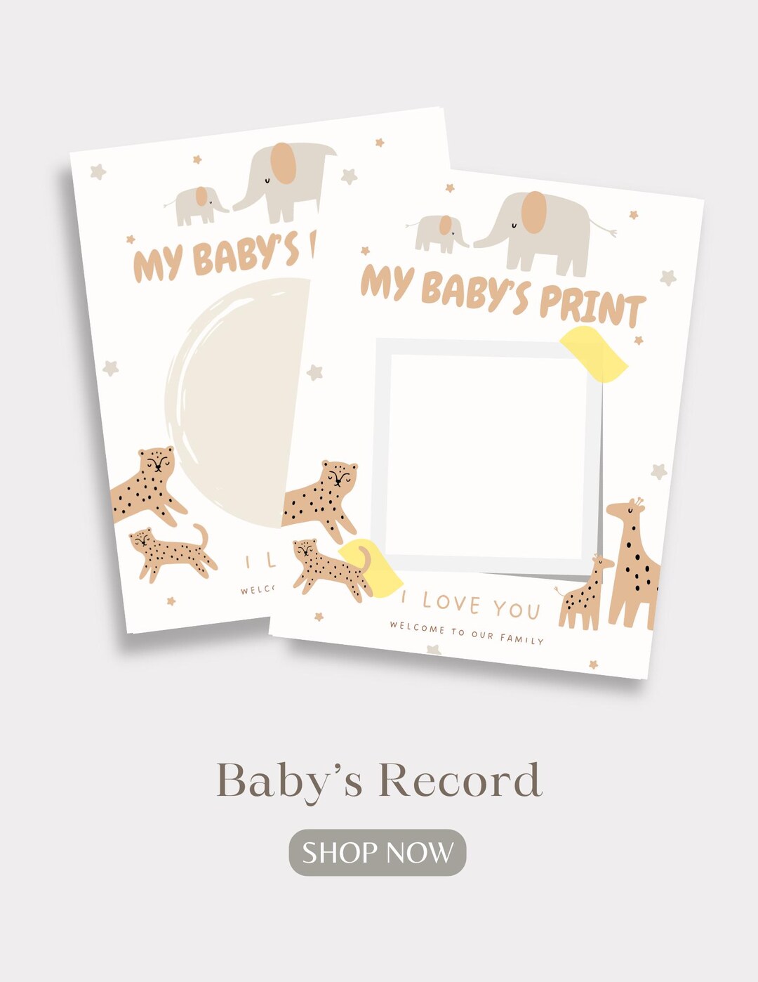 Printable Baby Record Template, Baby Birth, Baby Hand Print, Baby Feet ...