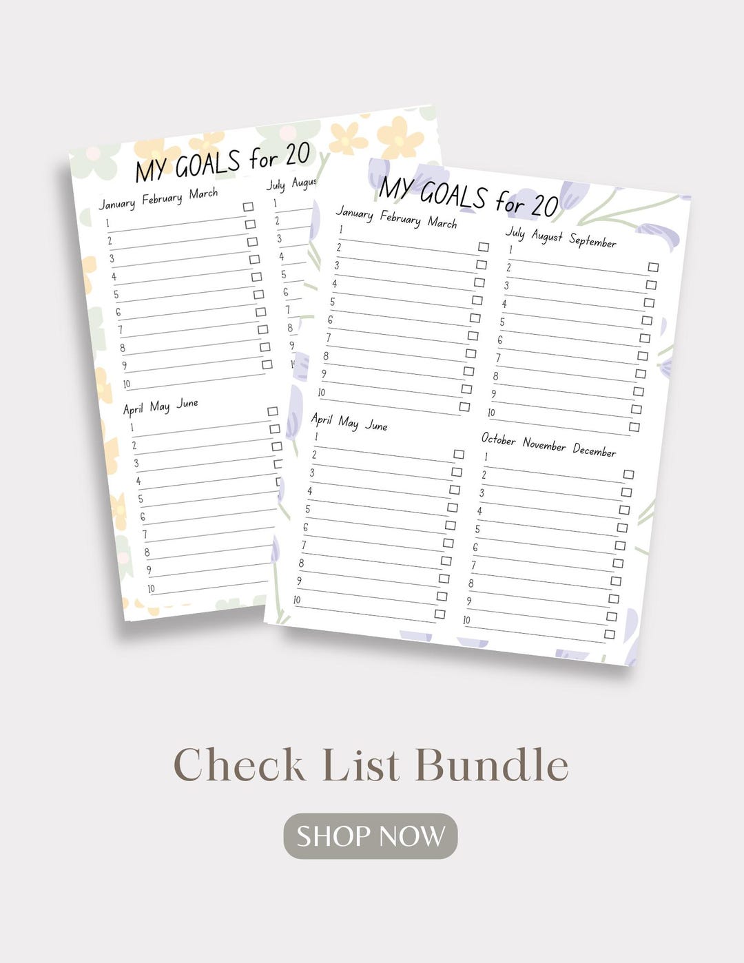 Printable Yearly Planner, Check List, TO DO List, Floral Digital ...
