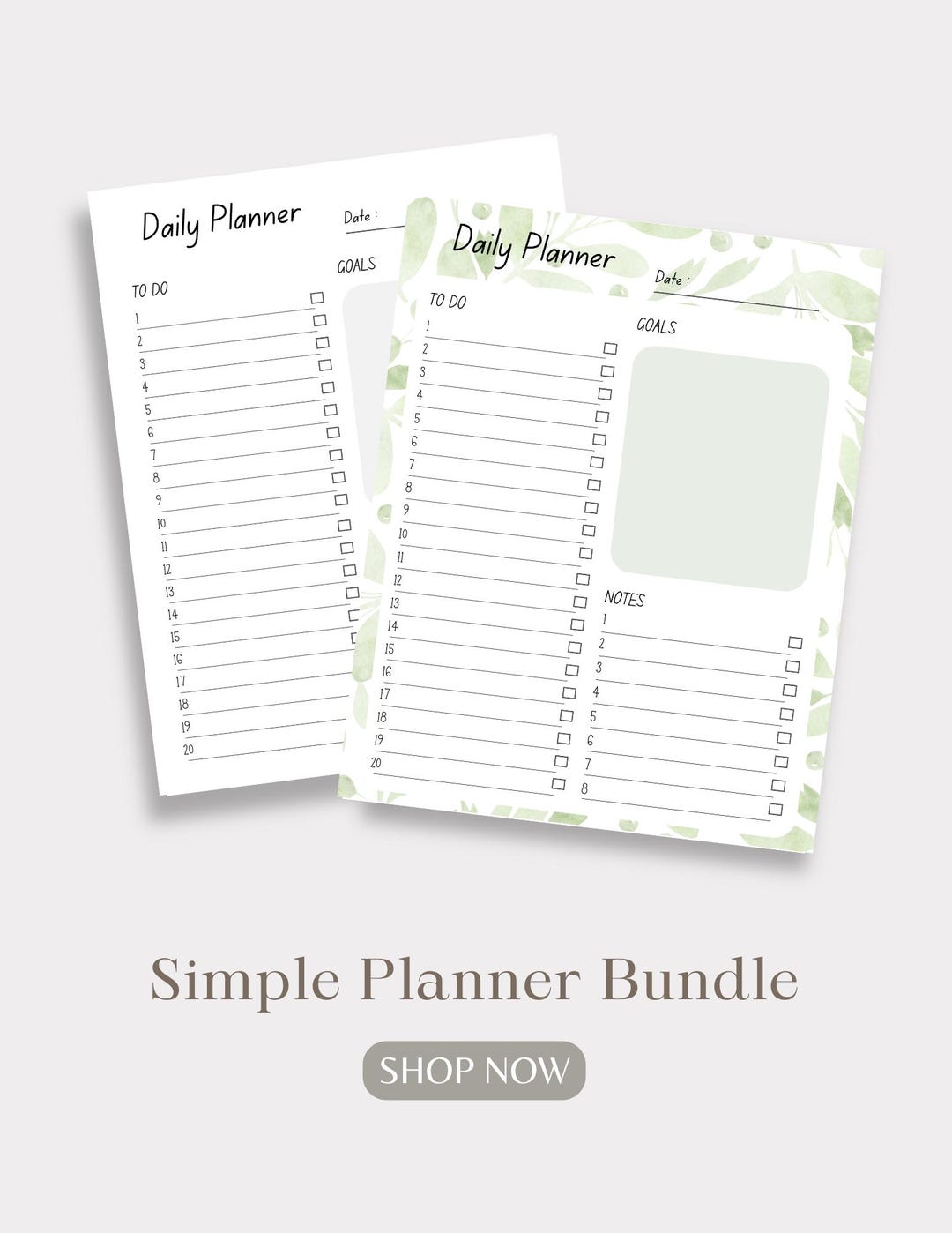 Printable Daily Planner and Check List, Daily TO DO List, Digital ...