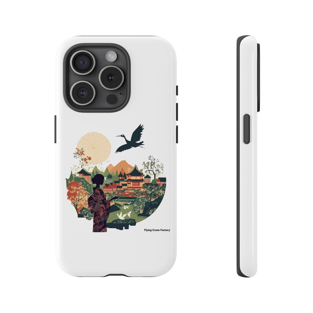 Phone Case, Origami Crane Japanese Art Kimono Design Tough Case, Kawaii ...