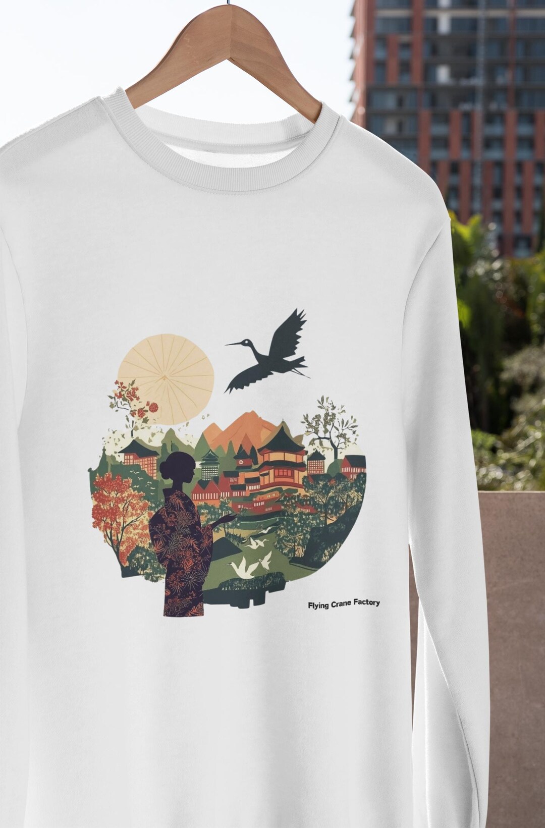 Origami Crane Sweatshirt, Kawaii Japanese Kimono Kyoto Inspired Fashion ...