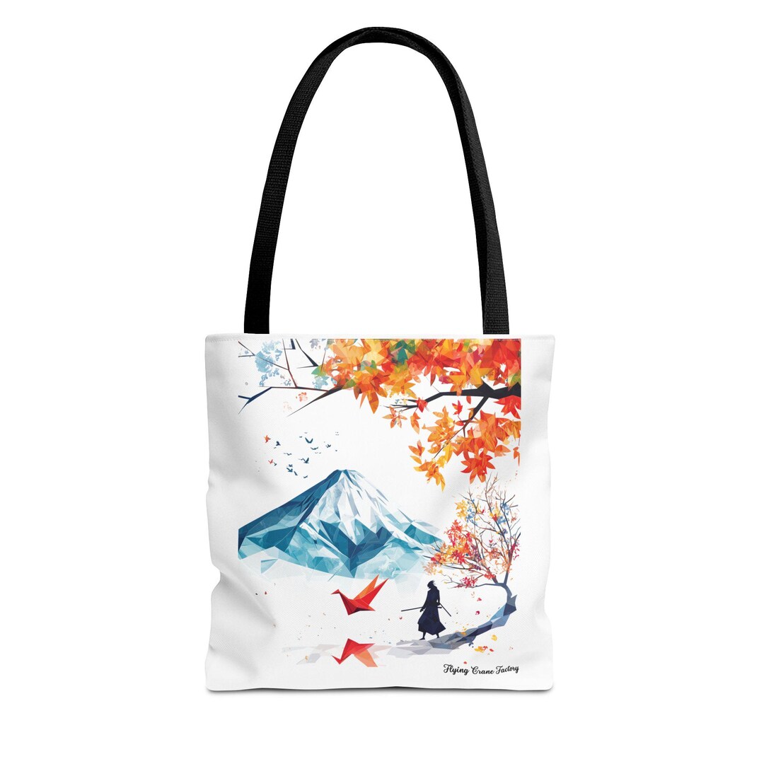 Samurai Tote Bag, Japanese Origami Crane, Fuji Mountain Culture, Japan ...