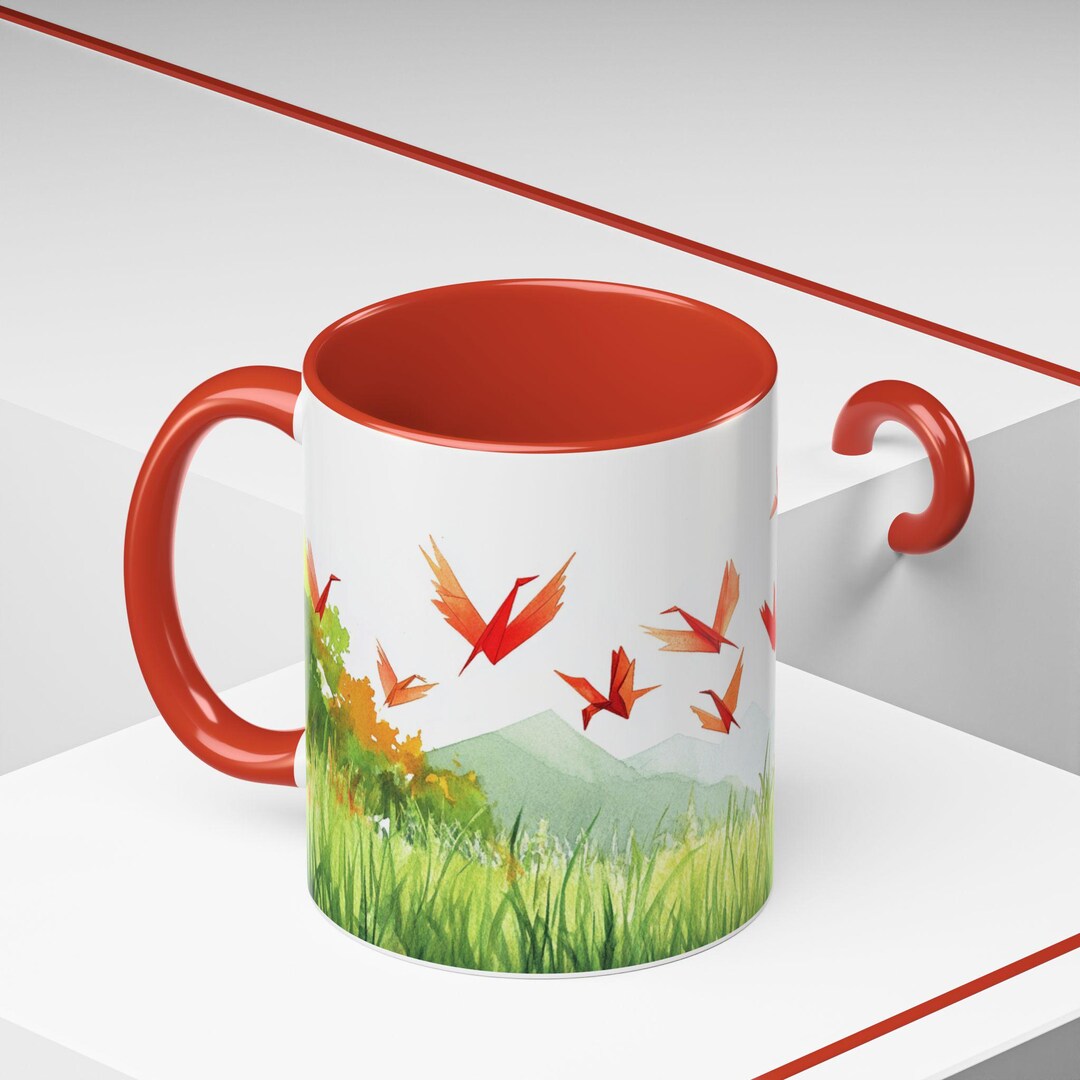 Mug, Origami Crane Coffee Cup for Summer Paddy Field Design Lovers ...