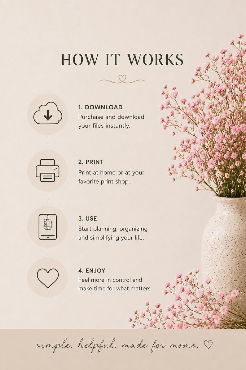 Busy Mom Planner Printable | Daily Weekly Monthly Planner Bundle | Pink ...