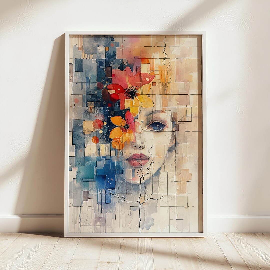 Paul Klee Inspired Abstract Portrait Vibrant Geometric Artwork With ...