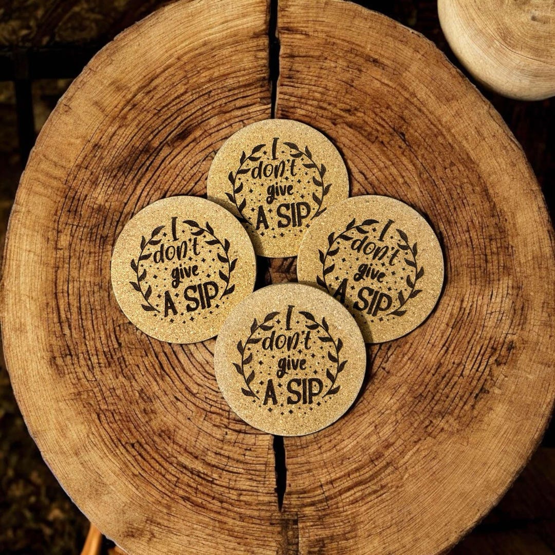 Quirky Saying Cork Coasters Set of 4 | Rustic Home Decor | Unique Gift ...