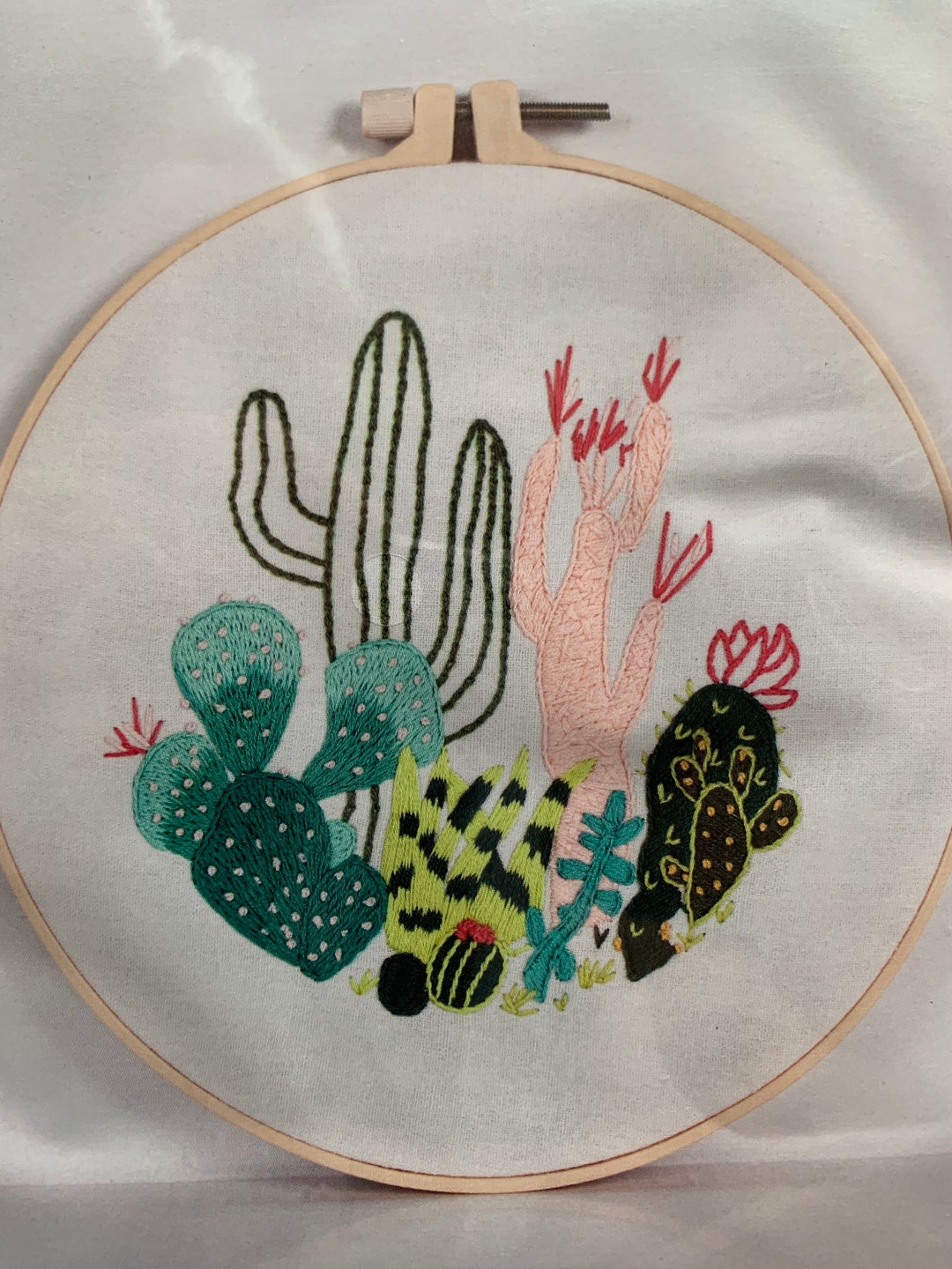 Spring Succulents Cactus Embroidery **KIT** Includes Printed Cloth ...