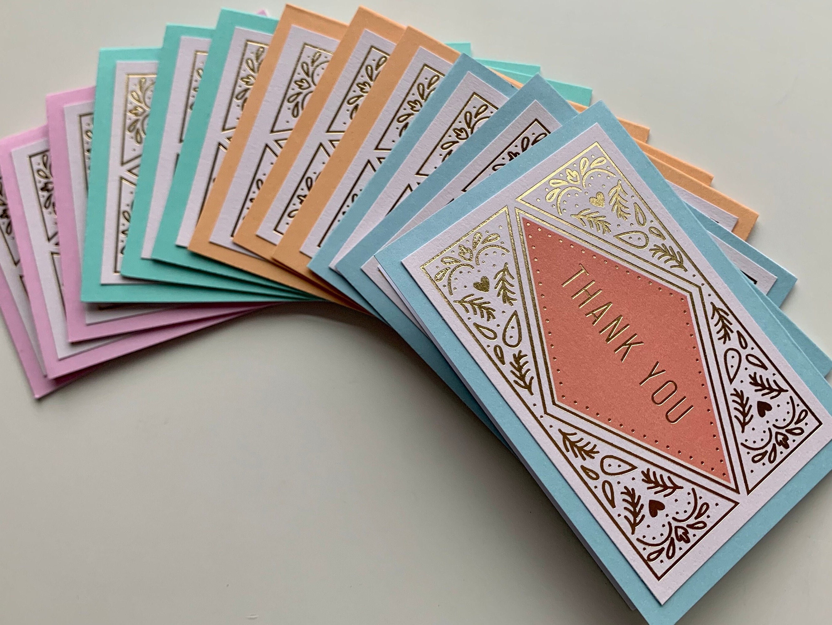 Set of 12 Mini Foil Embossed Note Cards - Assorted Sentiments - Etsy