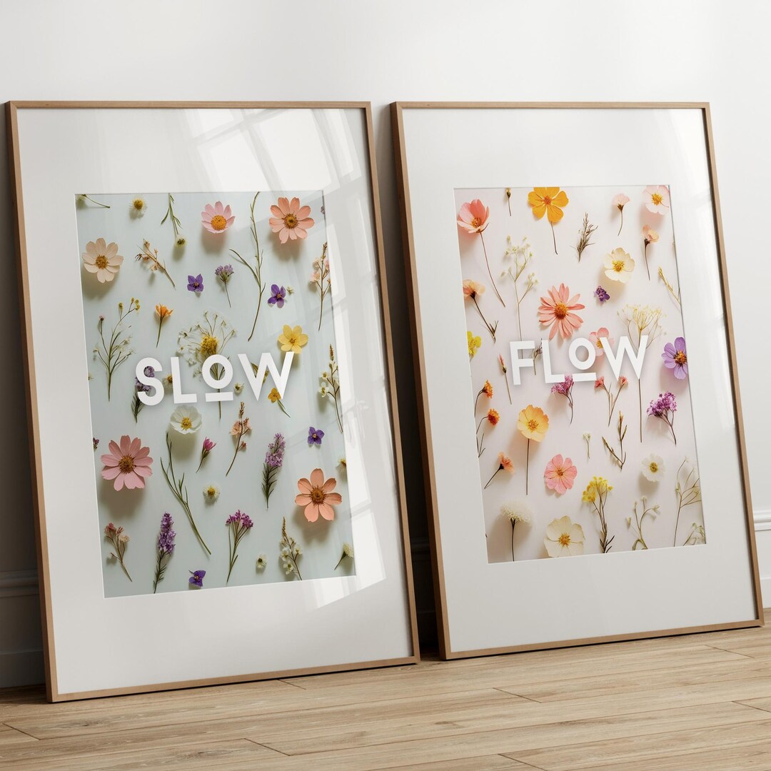 Slow Living Mindfulness Art Set, Calming Typography Prints, Minimalist ...