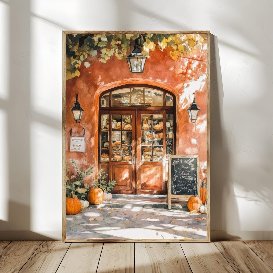 Autumn Café Digital Print, Vintage Coffee Shop Wall Art, Cozy Bakery ...