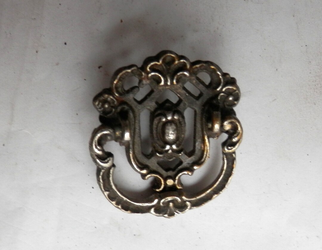 Four (4) Cast Metal Ring Pull Handles in a Silver Pewter Finish Vintage ...