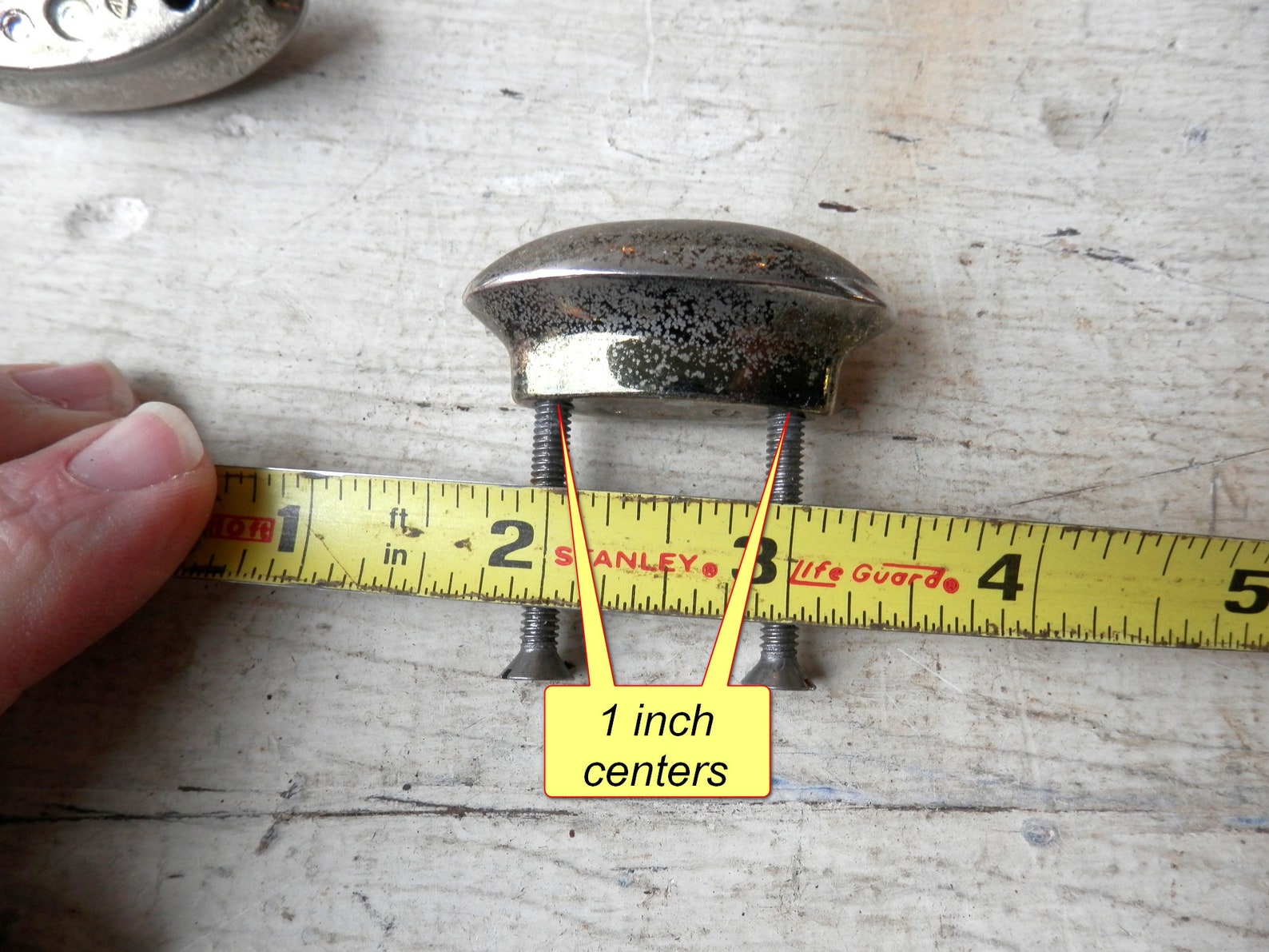 One 1 Mcm Lg Silver Knob/handle 1 Inch Centers Vintage | Etsy