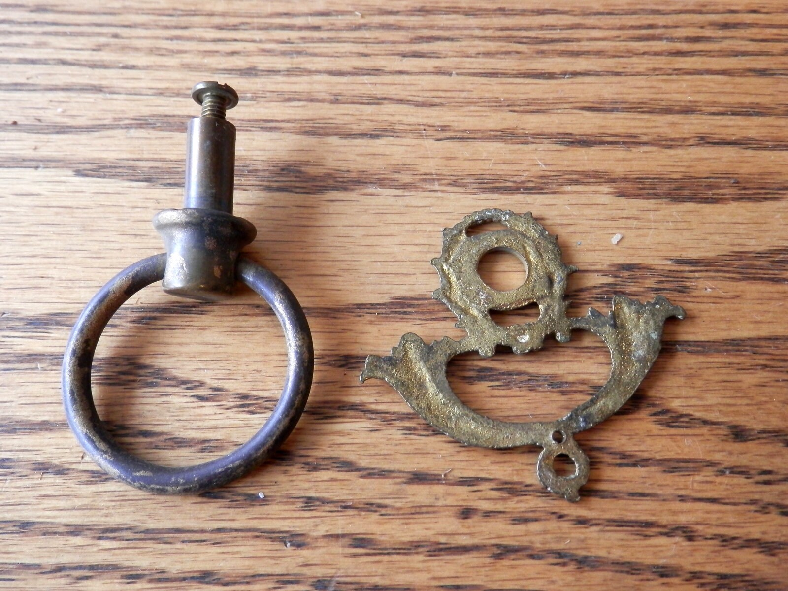 Victorian cast brass ring pull complete or back only | Etsy