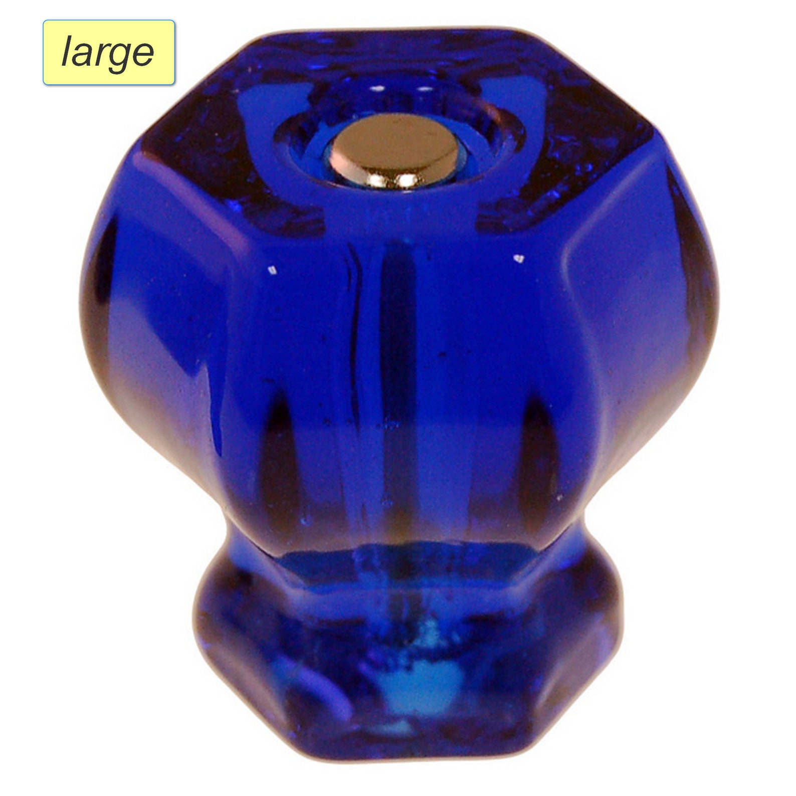 Cobalt Blue Hexagon Glass Knobs With Center Bolt 3 Sizes - Etsy