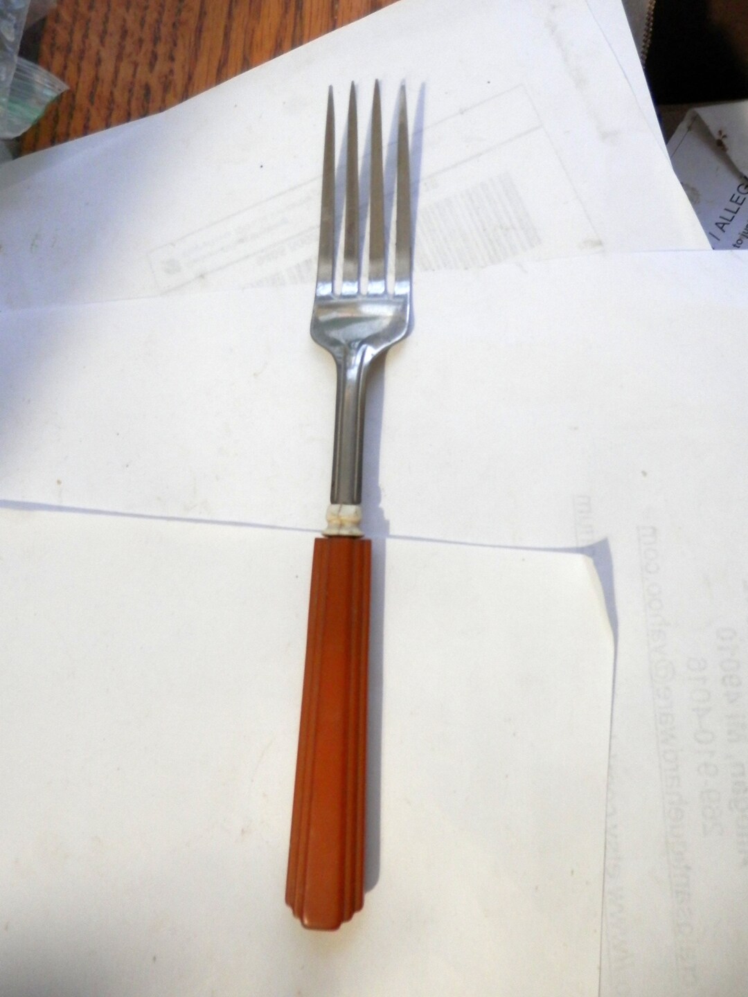 Dark Butterscotch Bakelite Stainless Steel Fork Art Deco Vintage - Etsy