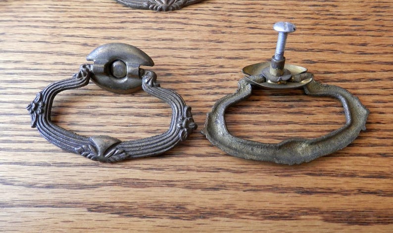 One 1 Antiuqe Fancy Cast Brass Large Ring Pull Single Post - Etsy