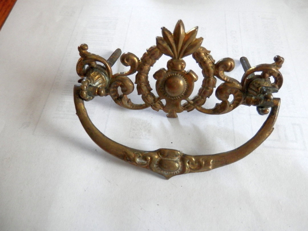 One Fancy Cast Brass Victorian Drawer Pull 3 Inch Centers Vintage - Etsy
