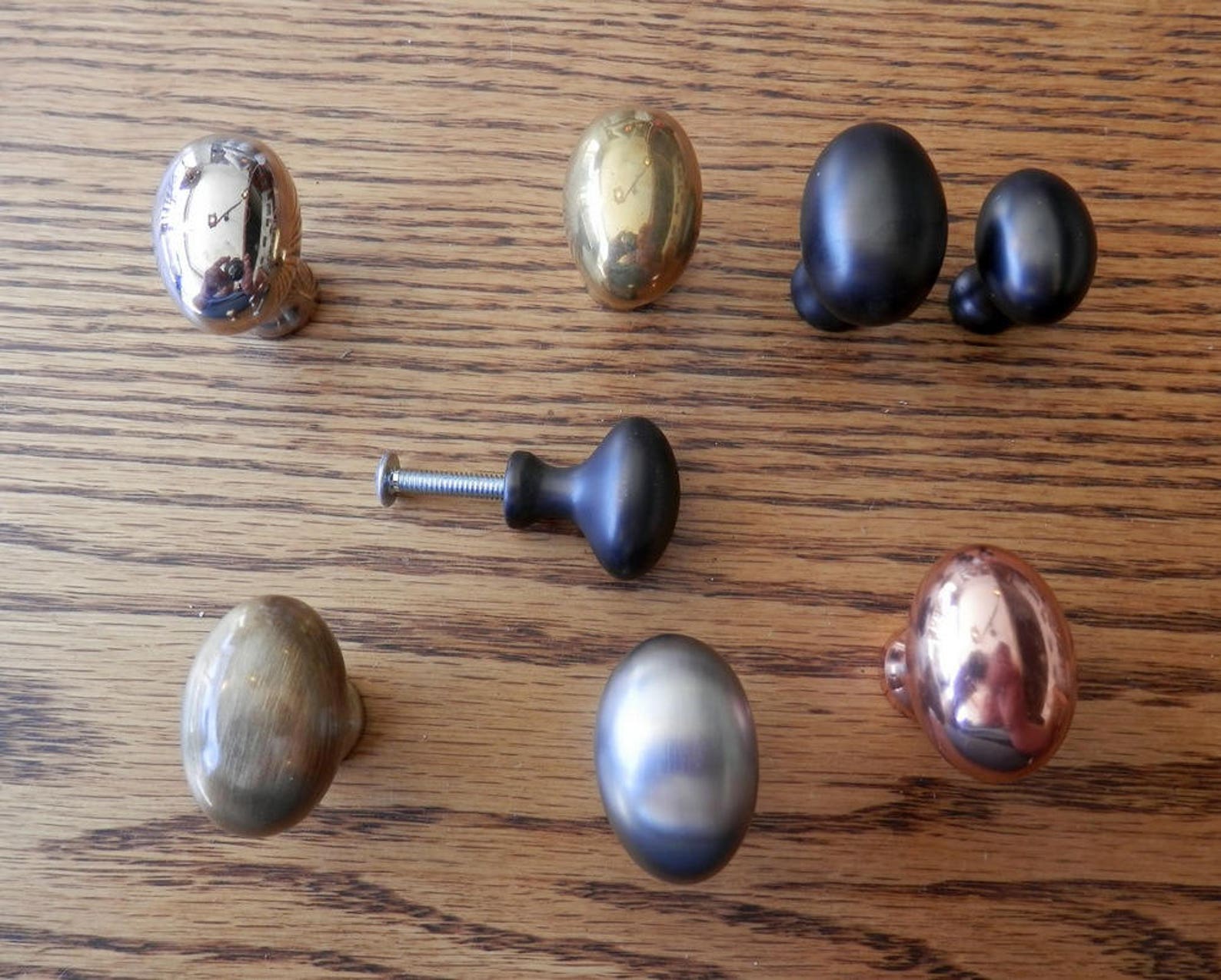 Solid Brass Oval Knobs in 2 Sizes in 5 Finishes Polished - Etsy
