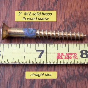 10- #12 Flat Head Solid Brass Wood Screws Straight Slot Vintage 2" or 3" Long - Etsy