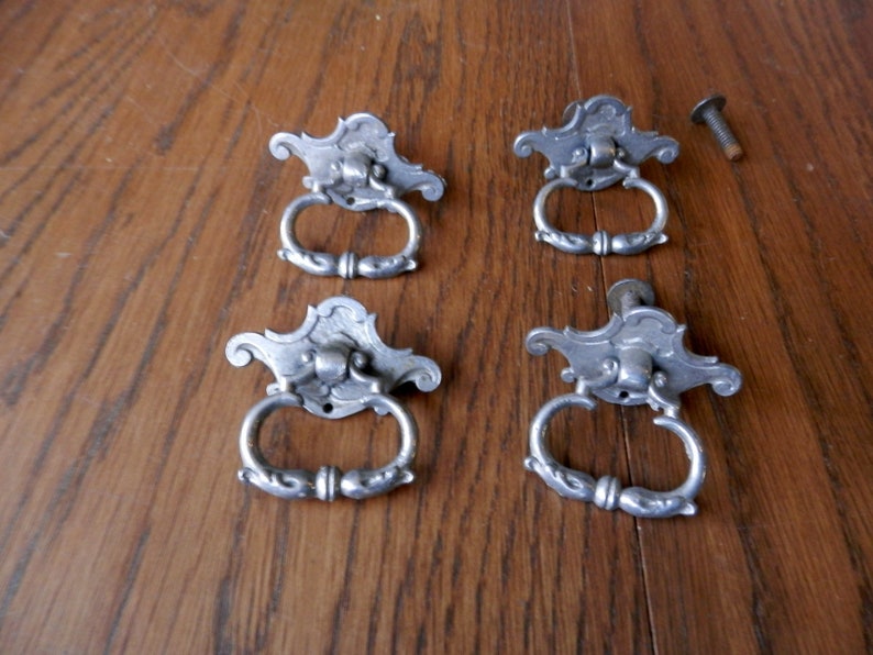 Set of Four 4 Antique Ring Pulls Pewter Colored | Etsy