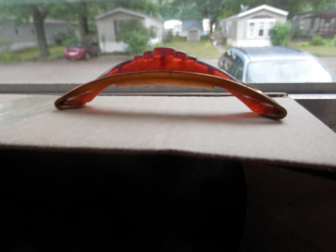 One Brass and Tortoise Shell Bakelite or Celluloid Insert Drawer Pull 4 ...