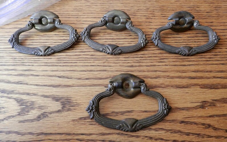 One 1 Antiuqe Fancy Cast Brass Large Ring Pull Single Post - Etsy