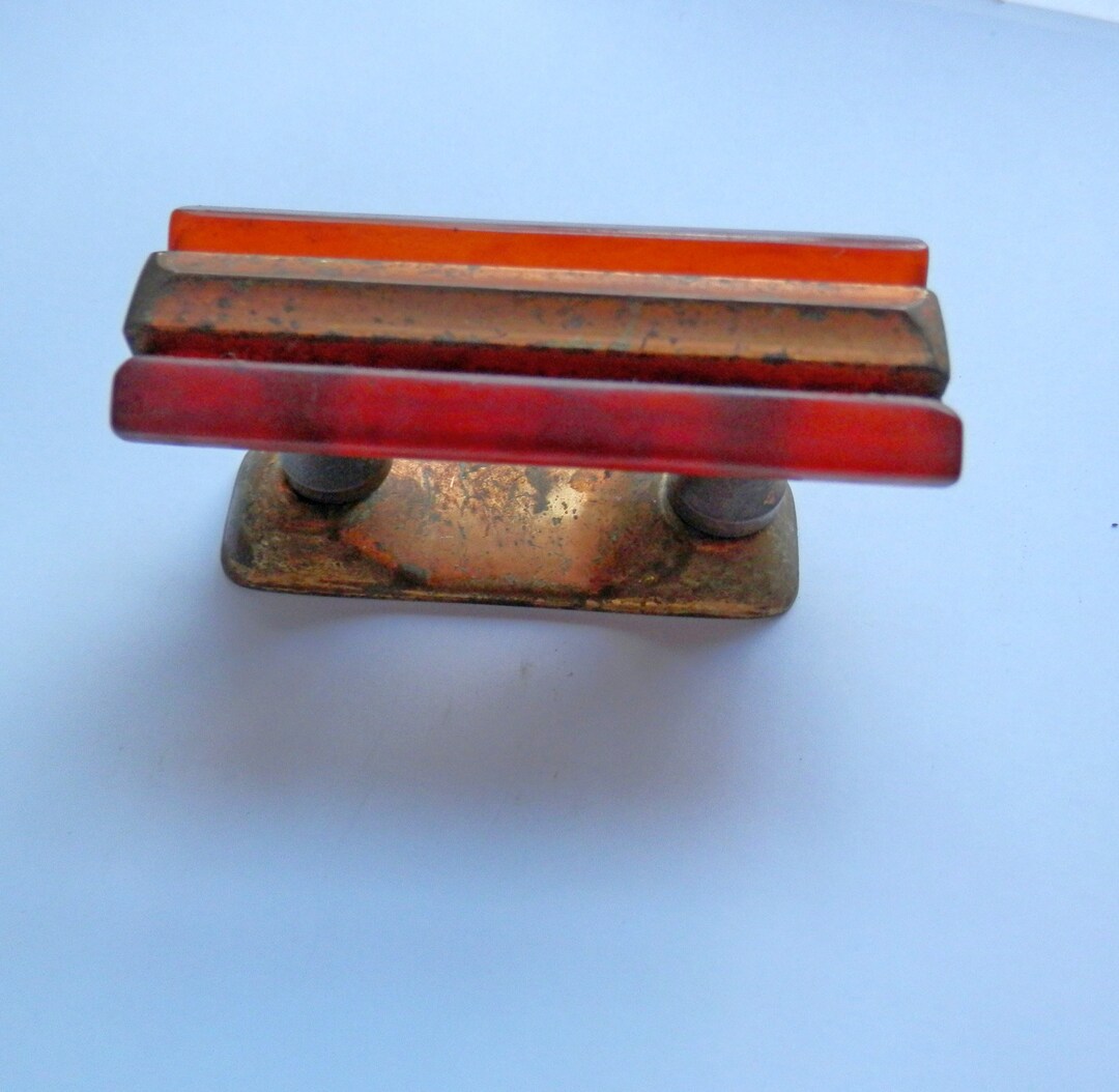 One1 Antique Bakelite and Brass Drawer Pull Art Deco 1 3/8 Centers Vintage - Etsy