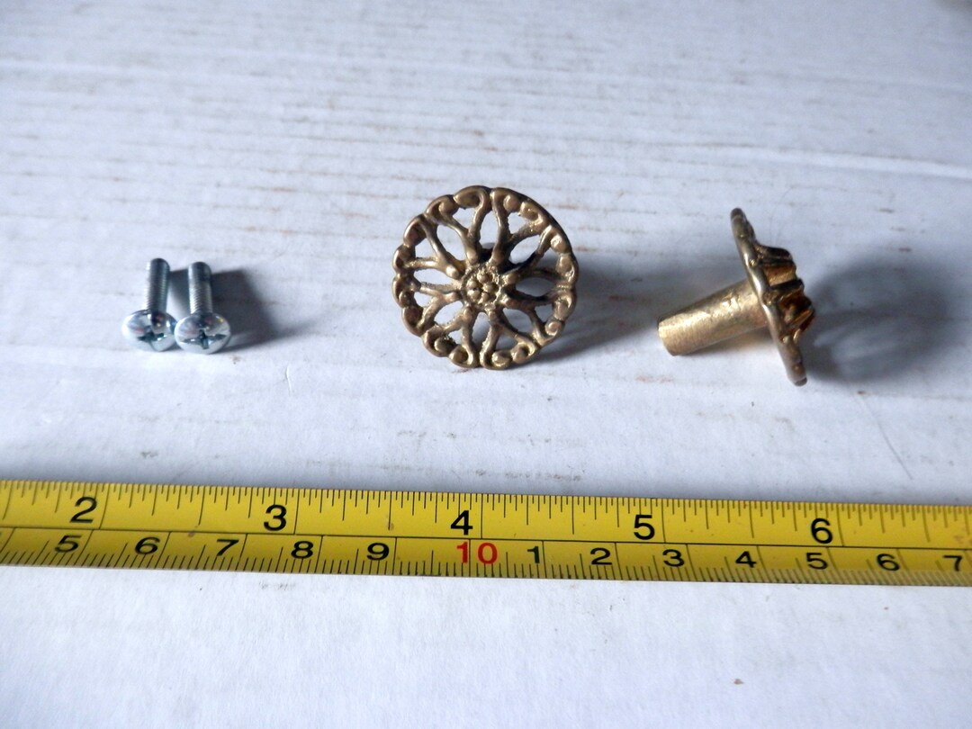 Pair of Antiqued Cast Brass Furniture Knobs Vintage - Etsy