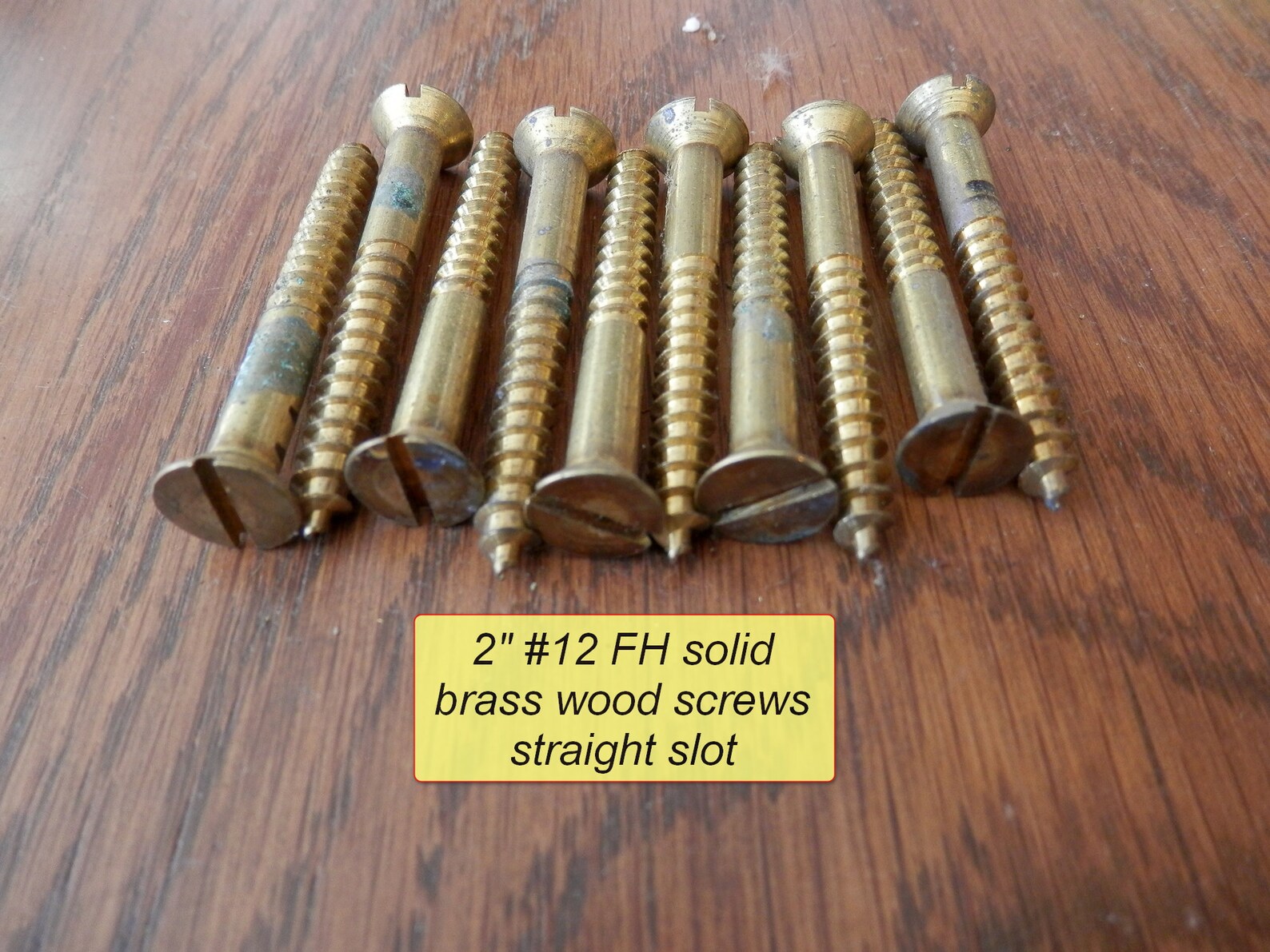 10 12 Flat Head Solid Brass Wood Screws Straight Slot - Etsy