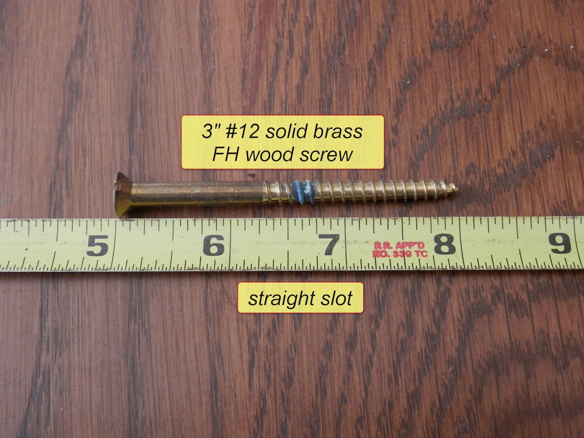 10 12 Flat Head Solid Brass Wood Screws Straight Slot - Etsy