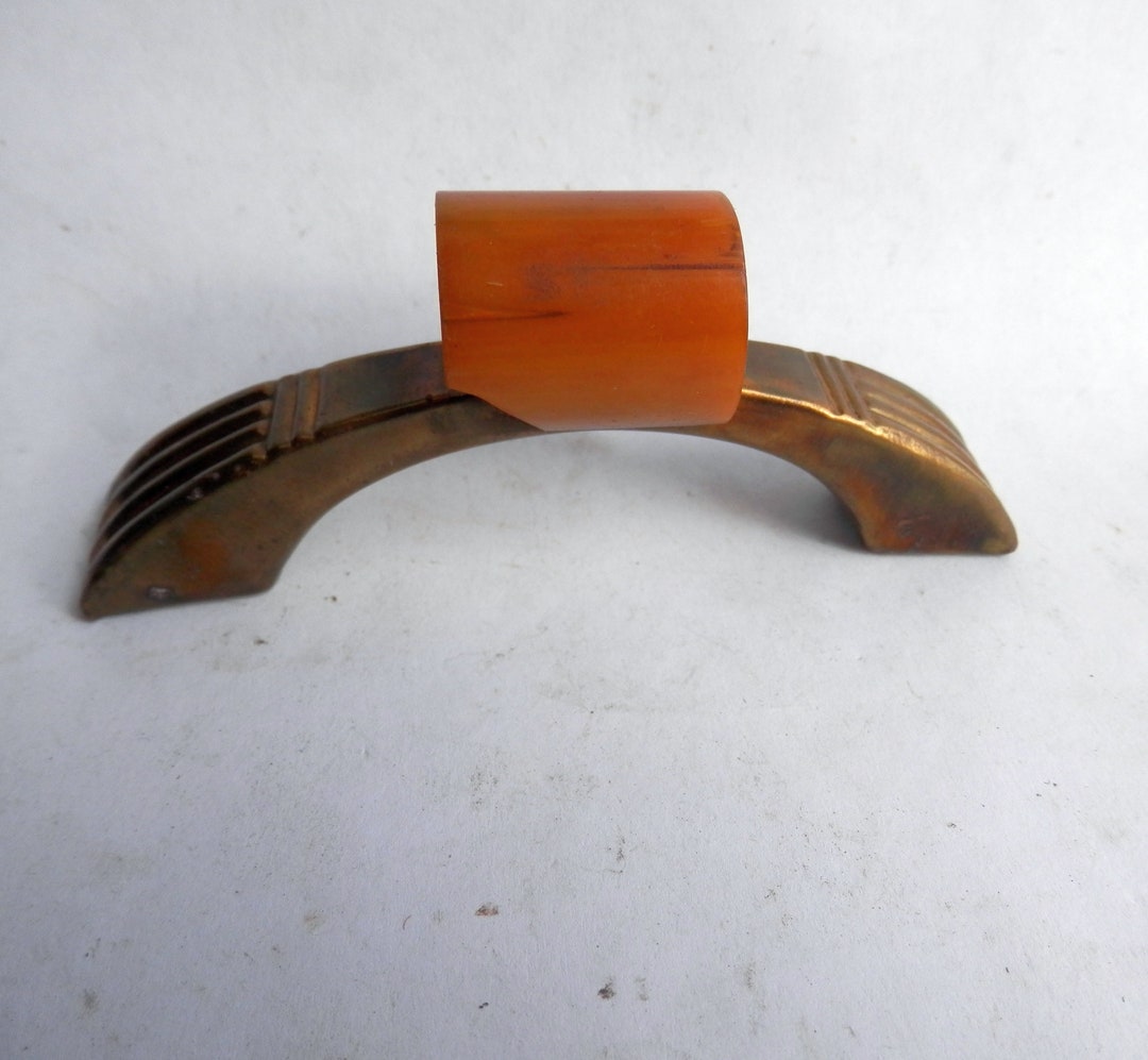 One (1) Antique Brass and Bakelite Drawer Pull Handle 3 Inch Centers ...