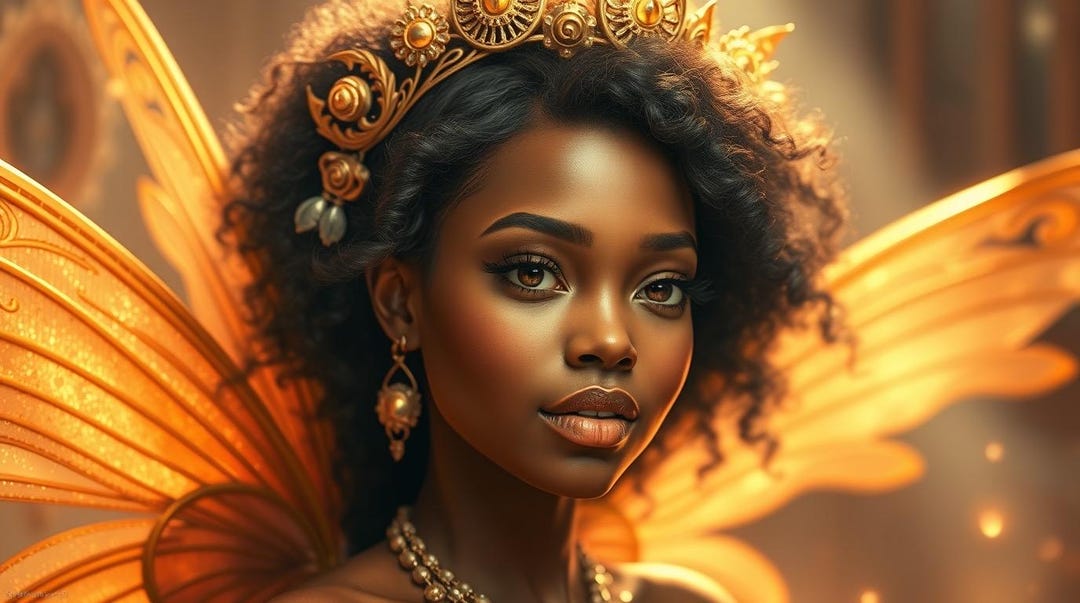 Ebony Mystique - African Fairy Matte Canvas Wall Art, Framed (multi ...