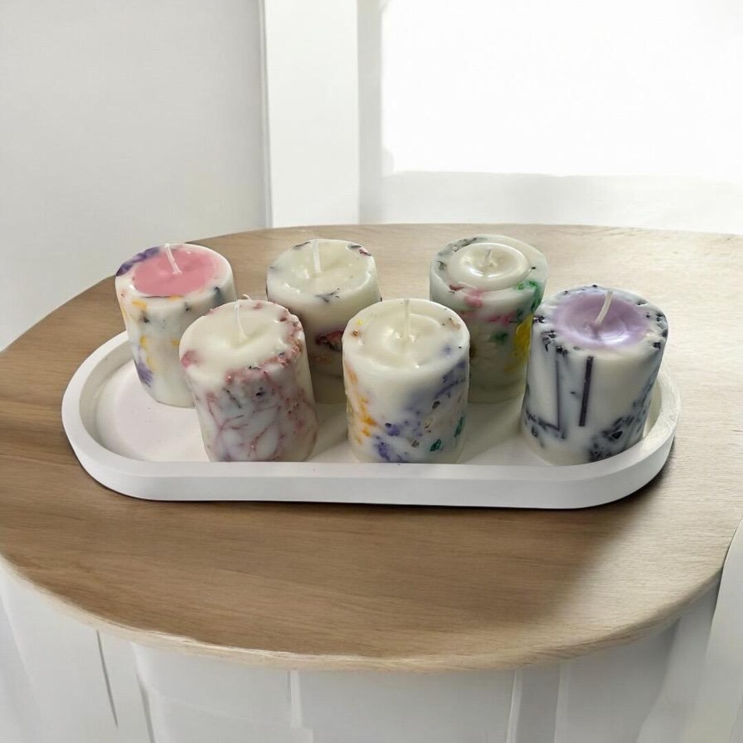 Small Pillar Candles/ Small Dry Flower Candle/ Botanical Candle/ Candle ...