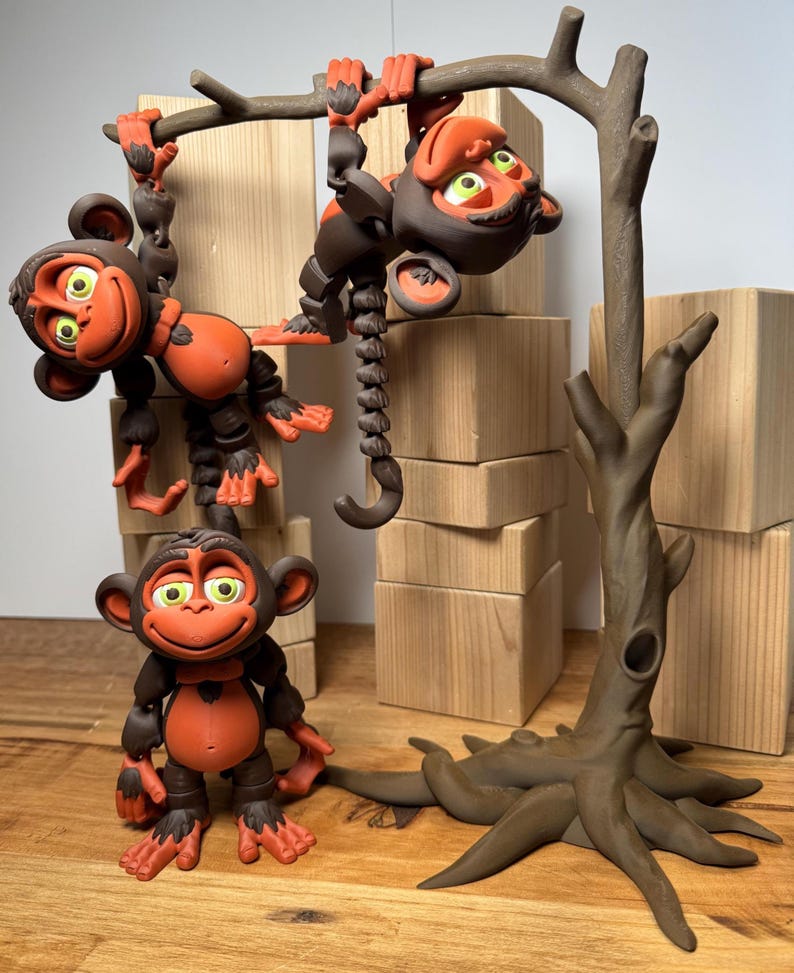 Flexi Factory Articulated Hanging Monkeys Desk Fidget Toy (3 Pack) - Etsy