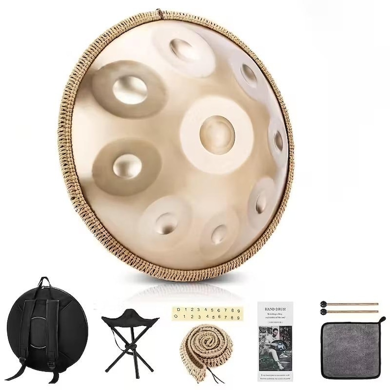 22-inch D Minor Kurd Handpan Drum | 9-note Steel Drum | Musical ...