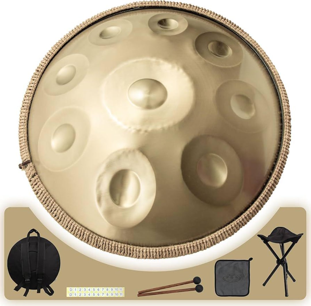 22-inch D Minor Kurd Handpan Drum | 9-note Steel Drum | Musical ...